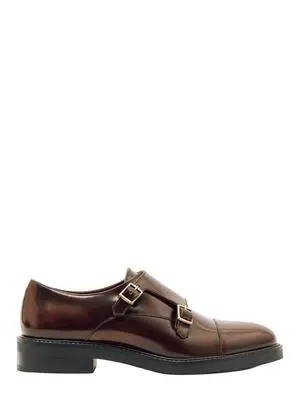 REISS Leather Double-strap Monk Shoes - Tan