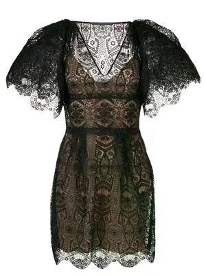 Alberta Ferretti Short Lace Dress - Black
