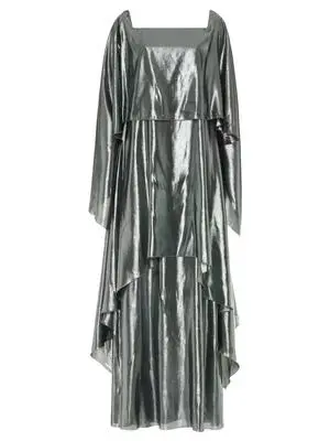 Alberta Ferretti Layered Off-shoulder Gown - Metallic