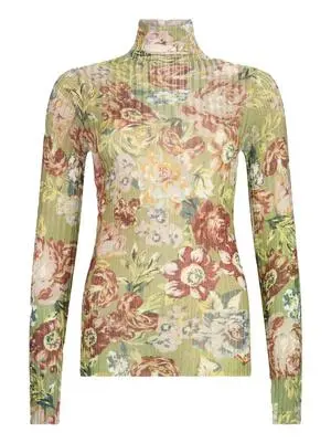 Liu Jo Floral-print Ribbed Sweater - Green