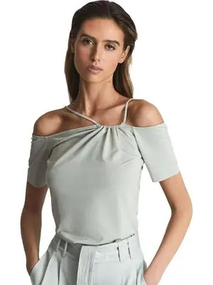REISS Cierra Off-shoulder Strap Top - Mint