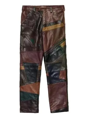 Prada Patchwork Leather Trousers - Brown