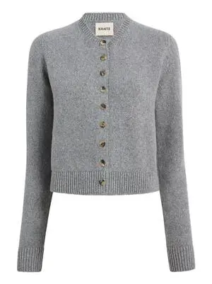 Khaite Everheart Button-Front Cashmere Cardigan Grey