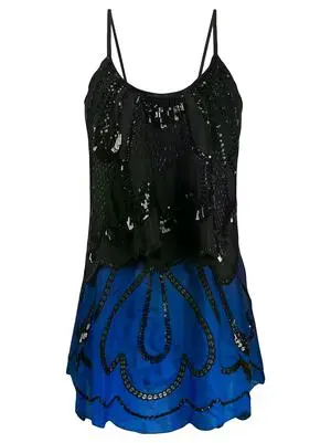 Alberta Ferretti Tiered Embellished Mini Dress - Blue
