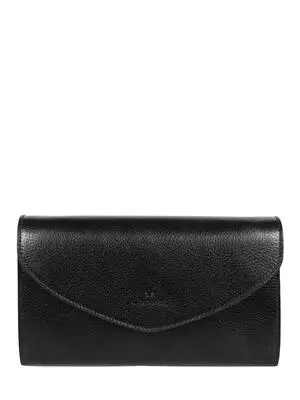 Il Bisonte Buttoned-flap Leather Clutch - Black