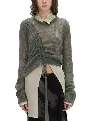 ANN DEMEULEMEESTER Asymmetrical Drawstring Sweater - Grey