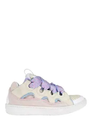 LANVIN Curb Lace-up Perforated Sneakers - Neutrals
