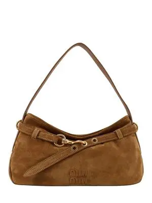 Miu Miu Aventure Suede Shoulder Bag - Beige