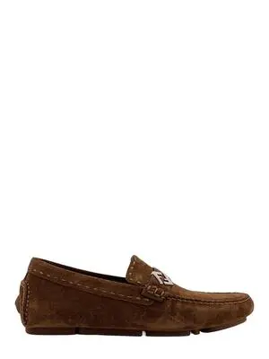 Fendi Driver Crosta Suede Loafers - Brown