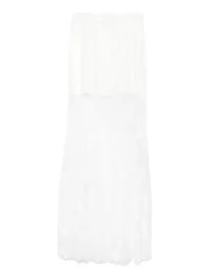 HAMZA Lace-panelled Maxi Straight Skirt - White