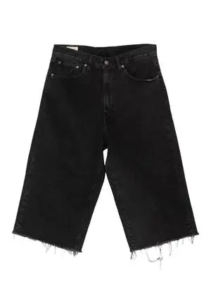 LEVI'S 478™ Baggy Capri Frayed-hem Denim Shorts - Black
