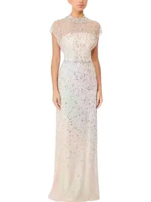 Jenny Packham Crystal-Embellished Maxi Dress Neutrals