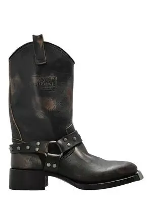 Dsquared2 Studded Leather Biker Boots - Black