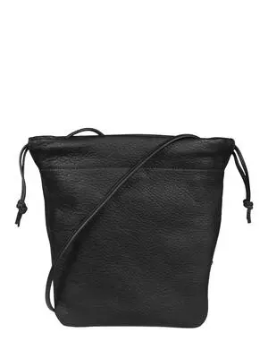 Il Bisonte Leather Drawstring Cross Body Bag - Black