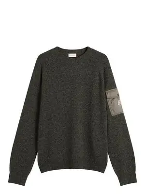 Moncler Wool Cashmere Mouline Crew Neck Jumper - Green