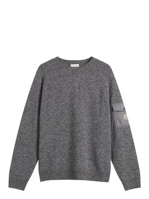 Moncler Wool Cashmere Mouline Crew Neck Jumper - Grey