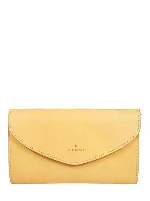 Il Bisonte Buttoned-flap Leather Clutch - Yellow