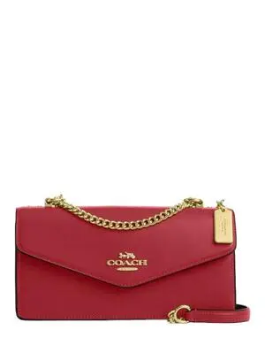 COACH® Klare Envelope Crossbody Bag - Calf Leather/gold/true Red