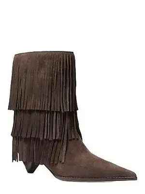 Michael Kors Jayla Fringed Suede Boots Brown