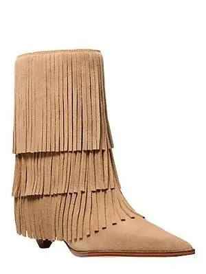 Michael Kors Jayla Fringed Suede Boots - Natural