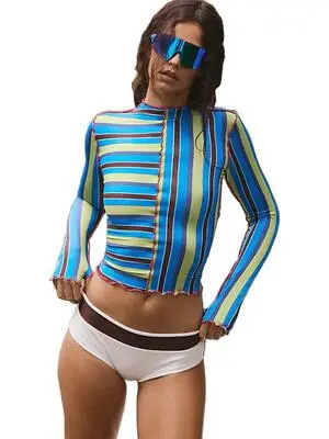 SELEZZA Sila UV Protection Surf Rashguard Aqua Stripe