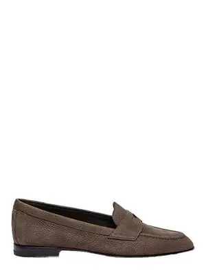 Santoni Nubuck Penny Loafer - Brown