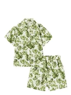 MILKBARN Button-up Shirt And Shorts Set - Island Leaf