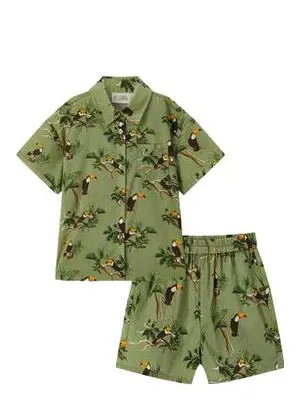 MILKBARN Button-up Shirt And Shorts Set - Toucan