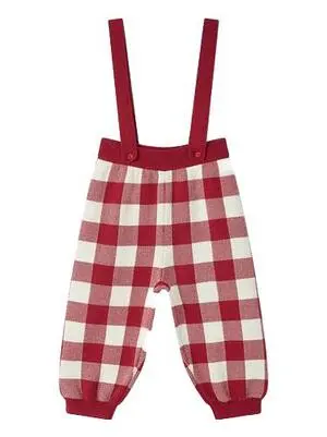 MILKBARN Knit Suspender Pants - Red Gingham