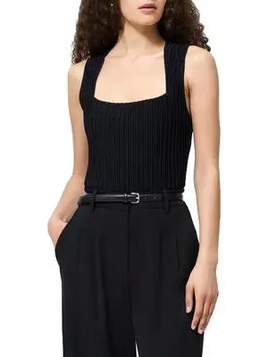 French Connection Ottoman Crinkle Sleeveless Top Black