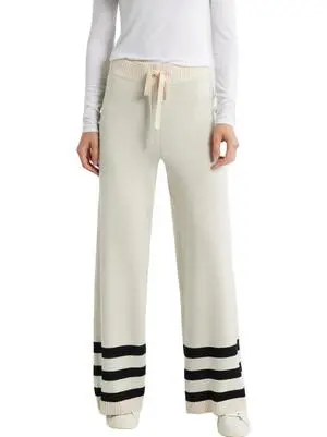 CITY BLUES Stripe Leg Sweater Pants - Sand