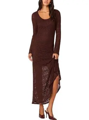 Astr The Label Lace A-line Maxi Dress - Chocolate Brown