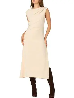 Astr The Label Drape Sleeveless Midi Dress Buttercream