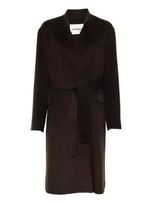 OTTOD'AME Belted Wool-Blend Coat Brown