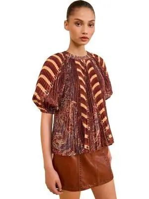 Ulla Johnson Dafne Pleated Blouse - Topaz