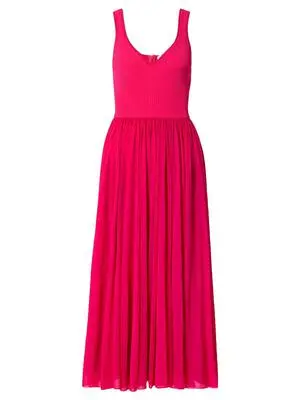 Alexander McQueen Chiffon And Ribbed-knit Midi Dress - Fuchsia