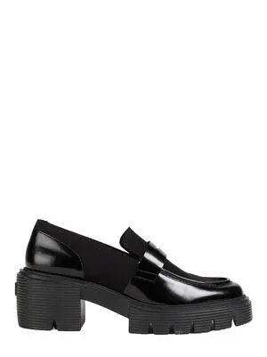 STUART WEITZMAN Soho Gabardine And Glossed-leather Loafers - Black
