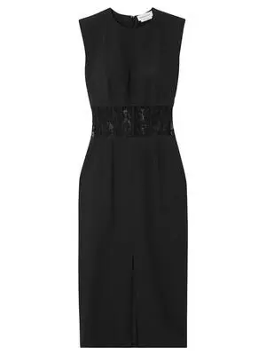 Alexander McQueen Lace-trimmed Crepe Midi Dress - Black