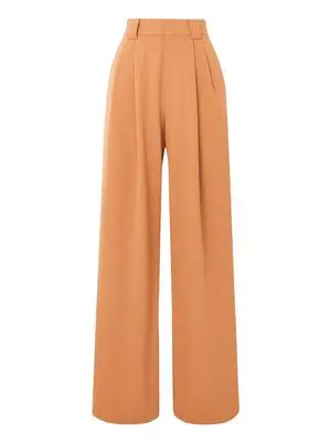 PETAR PETROV Pleated Stretch-wool Wide-leg Pants - Tan