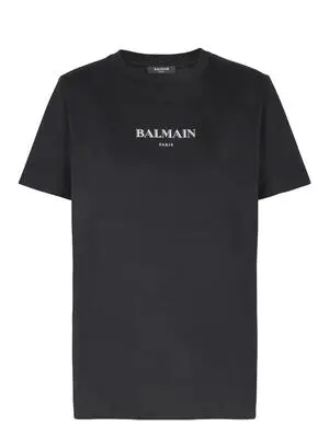 Balmain Logo-embroidered Cotton T-shirt - Black