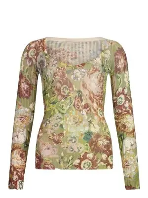 Liu Jo Floral-print V-neck Blouse - Green