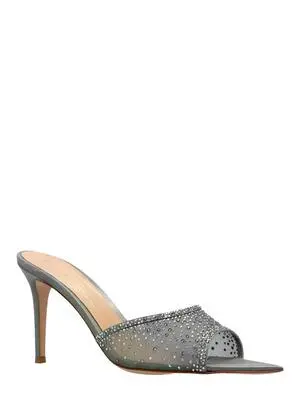 GIANVITO ROSSI 85mm Rania Crystal-embellished Heeled Mules - Grey