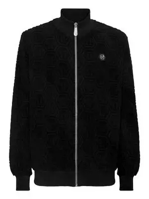 Philipp Plein Embossed Zip-up Jacket - Black
