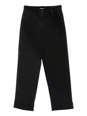 Peserico Cuffed Twill Trousers - Black