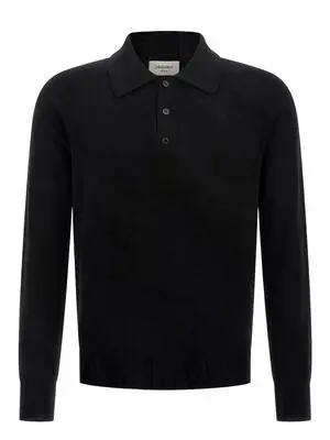 Saint Laurent Wool Buttoned Polo Shirt - Black