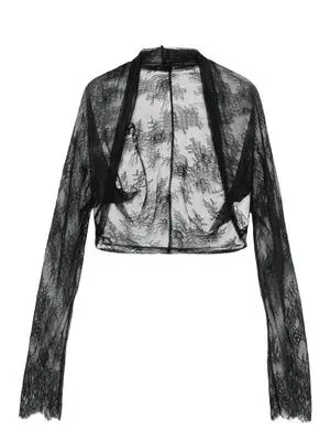 Alberta Ferretti Lace Cropped Jacket - Black