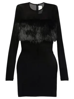 Burc Akyol Faux Fur-trimmed Mini Dress - Black