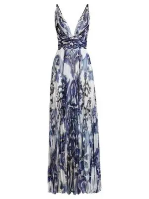 Dolce & Gabbana Printed Pleated Dress - Blue