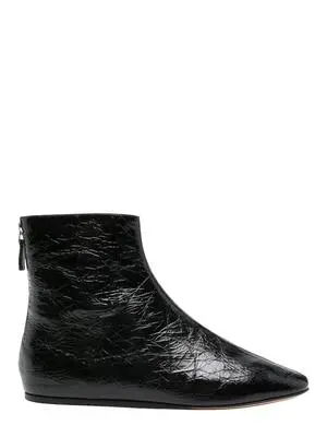 Le Monde Beryl Zip-detail Flat Ankle Boots - Black