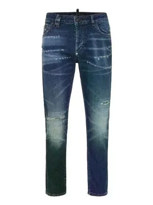 Philipp Plein Distressed Logo-plaque Jeans - Blue
